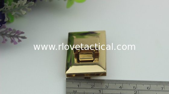 Factory Price Nickle Free Plating Gold Zinc Alloy Rectangle Metal Twist Turn Lock For Handbags