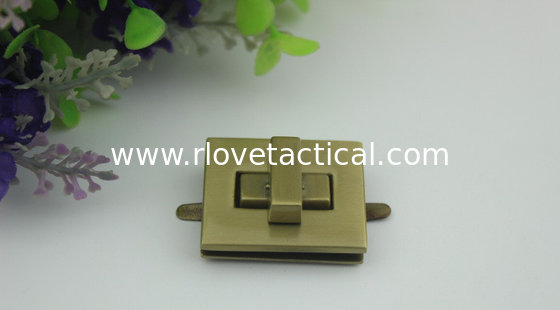 Factory Price Nickle Free Plating Gold Zinc Alloy Rectangle Metal Twist Turn Lock For Handbags