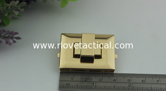 Factory Price Nickle Free Plating Gold Zinc Alloy Rectangle Metal Twist Turn Lock For Handbags