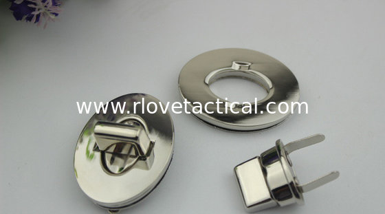 Fashion Shiny Nickel Color Zinc Alloy Metal Oval Twist Lock For Bag