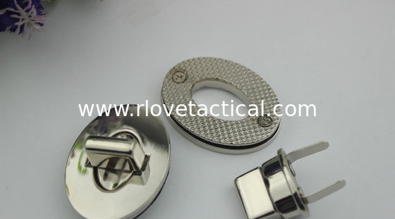 Fashion Shiny Nickel Color Zinc Alloy Metal Oval Twist Lock For Bag