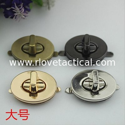 Guangzhou bag oval shape hardware zinc alloy silver color metal twist turn lock for purse