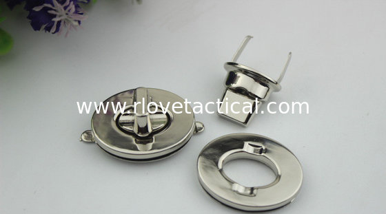 Guangzhou bag oval shape hardware zinc alloy silver color metal twist turn lock for purse