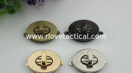 Guangzhou bag oval shape hardware zinc alloy silver color metal twist turn lock for purse