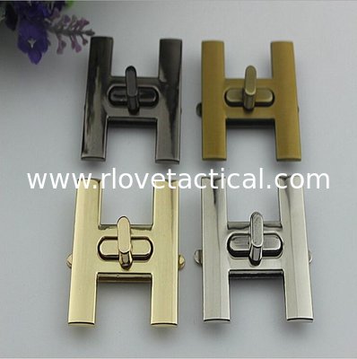 Novelty design H letters zinc alloy metal gold handbag turn locks