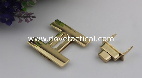 Novelty design H letters zinc alloy metal gold handbag turn locks