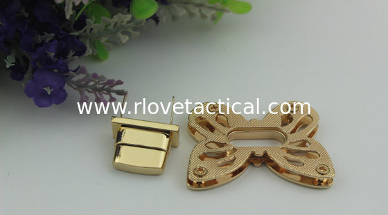 Shiny gold metal zinc alloy butterfly pattern fashion purse turn locks
