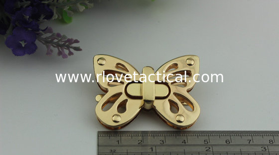 Shiny gold metal zinc alloy butterfly pattern fashion purse turn locks