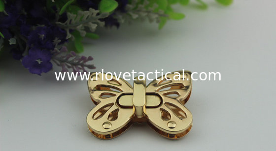 Shiny gold metal zinc alloy butterfly pattern fashion purse turn locks