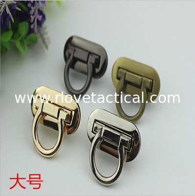 Popular fashion simple design oval shape zinc alloy nickel color metal locks for handbag