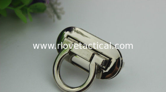 Popular fashion simple design oval shape zinc alloy nickel color metal locks for handbag