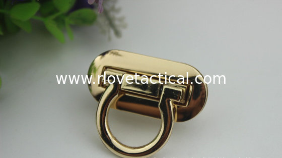 Popular fashion simple design oval shape zinc alloy nickel color metal locks for handbag