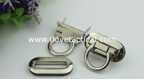 Popular fashion simple design oval shape zinc alloy nickel color metal locks for handbag