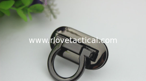 Popular fashion simple design oval shape zinc alloy nickel color metal locks for handbag