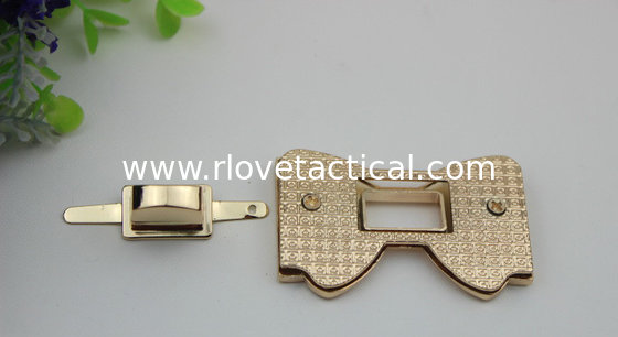 High polish gold metal bow-knot pattern zinc alloy fashion twist turn locks for purse