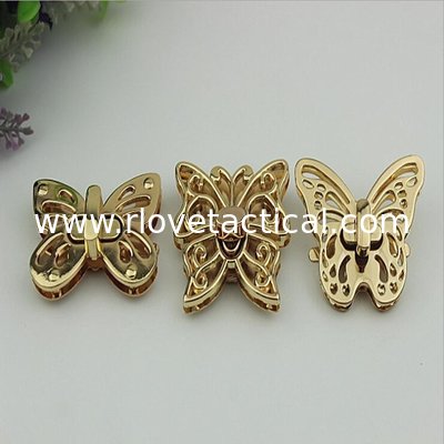 Multi-size butterfly pattern gold zinc alloy fashion handbag twist turn locks