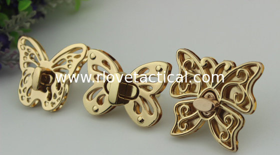 Multi-size butterfly pattern gold zinc alloy fashion handbag twist turn locks