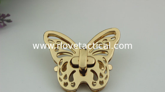 Multi-size butterfly pattern gold zinc alloy fashion handbag twist turn locks