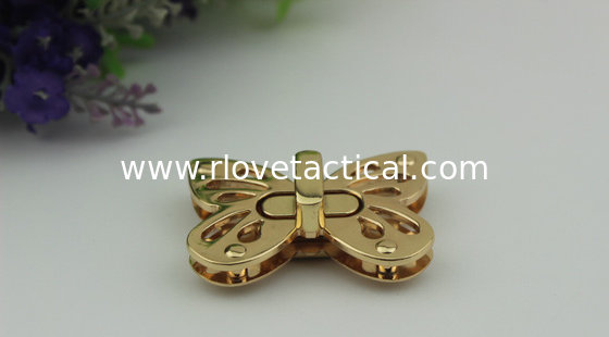 Multi-size butterfly pattern gold zinc alloy fashion handbag twist turn locks
