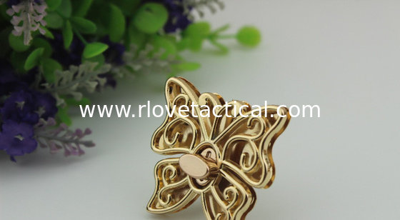 Multi-size butterfly pattern gold zinc alloy fashion handbag twist turn locks