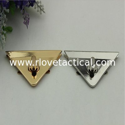 Design triangle shape light gold & nickel bag twist turn lock