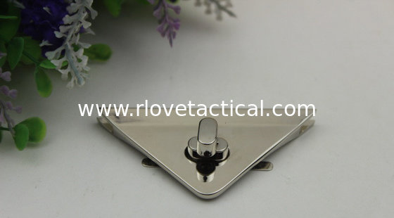 Design triangle shape light gold & nickel bag twist turn lock