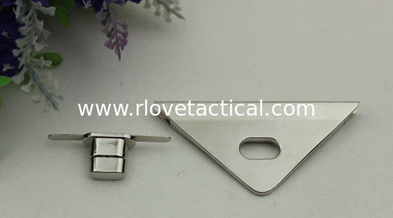 Design triangle shape light gold & nickel bag twist turn lock