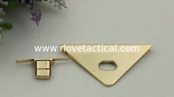 Design triangle shape light gold & nickel bag twist turn lock