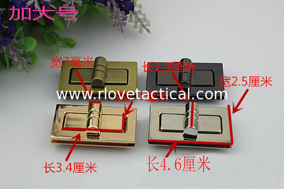 Hot sale bigger multicolor square type zinc alloy purse turn lock hardware
