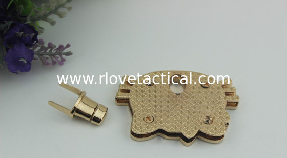 Beatiful hello kitty patter decorative light gold metal purse turn lock