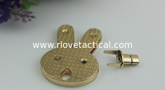Customized drip glue craft cute rabbit decoration light gold metal purse lock