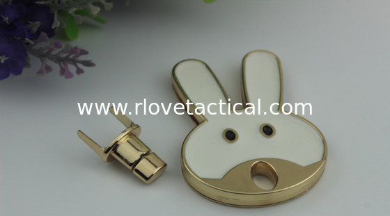 Customized drip glue craft cute rabbit decoration light gold metal purse lock