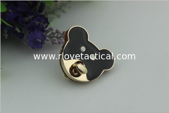Hot production zinc alloy drip glue craft cute black & white bear decorative metal purse twist lock