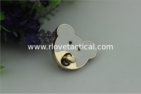 Hot production zinc alloy drip glue craft cute black & white bear decorative metal purse twist lock