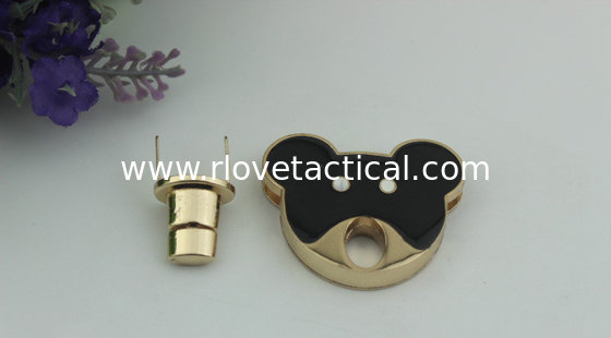 Hot production zinc alloy drip glue craft cute black & white bear decorative metal purse twist lock