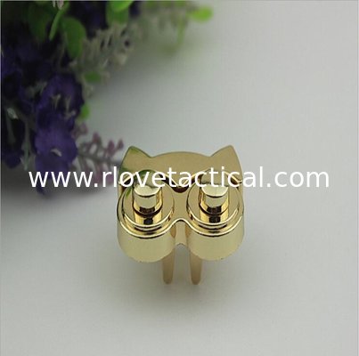 Unique design light gold owl pattern decorative metal press push locks