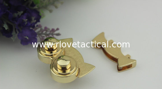 Unique design light gold owl pattern decorative metal press push locks