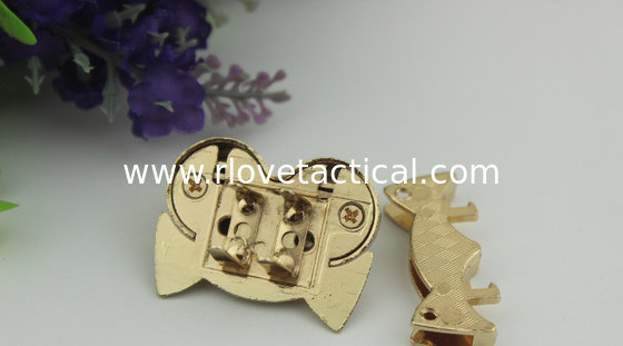 Unique design light gold owl pattern decorative metal press push locks
