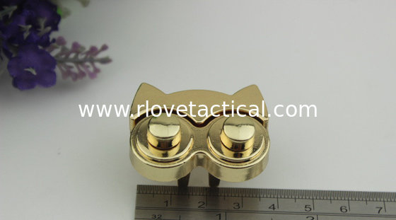 Unique design light gold owl pattern decorative metal press push locks