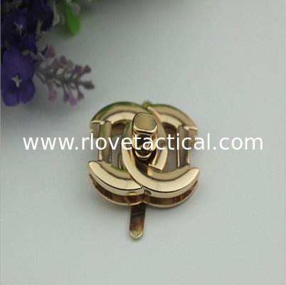 High end design brand metal light gold color bag twist turn locks