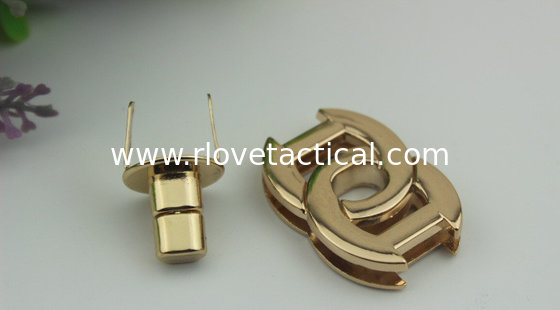 High end design brand metal light gold color bag twist turn locks