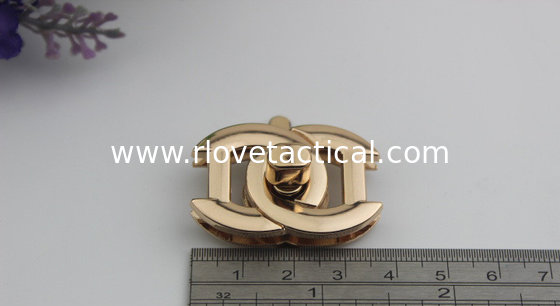 High end design brand metal light gold color bag twist turn locks