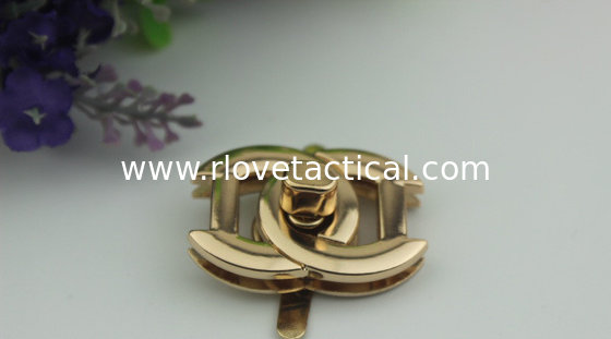 High end design brand metal light gold color bag twist turn locks