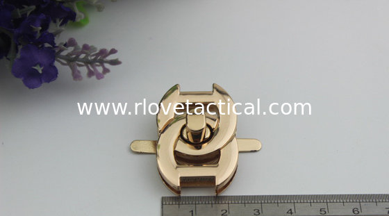 High end design brand metal light gold color bag twist turn locks