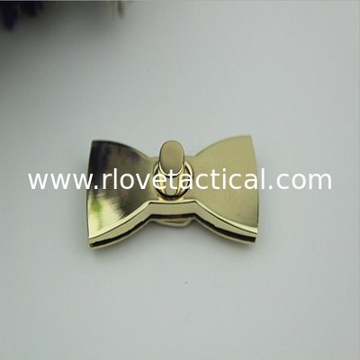Simple custom shiny gold butterfly bow pattern zinc alloy fashion locks for purse