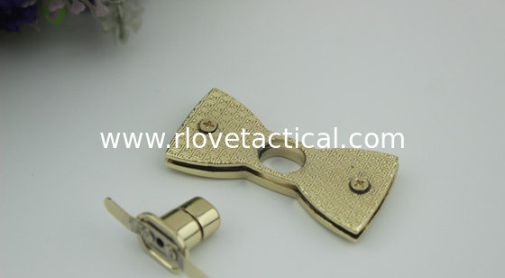 Simple custom shiny gold butterfly bow pattern zinc alloy fashion locks for purse