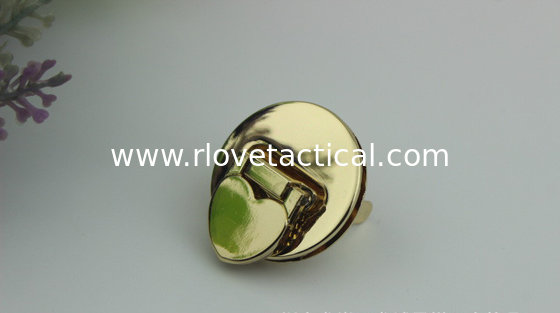 New style shiny gold round shape heart accessories metal turn lock for handbag