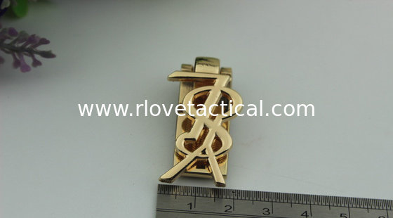 Superb quality custom zinc alloy brand fashion bag gold metal turn locks