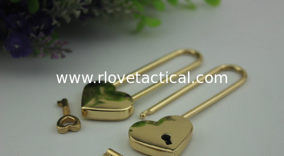 Luxury heart shape decorative light gold wedding padlock for purse
