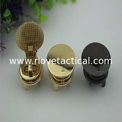 Most popular novelty design round shape light gold bag hardware twist turn locks for leather
